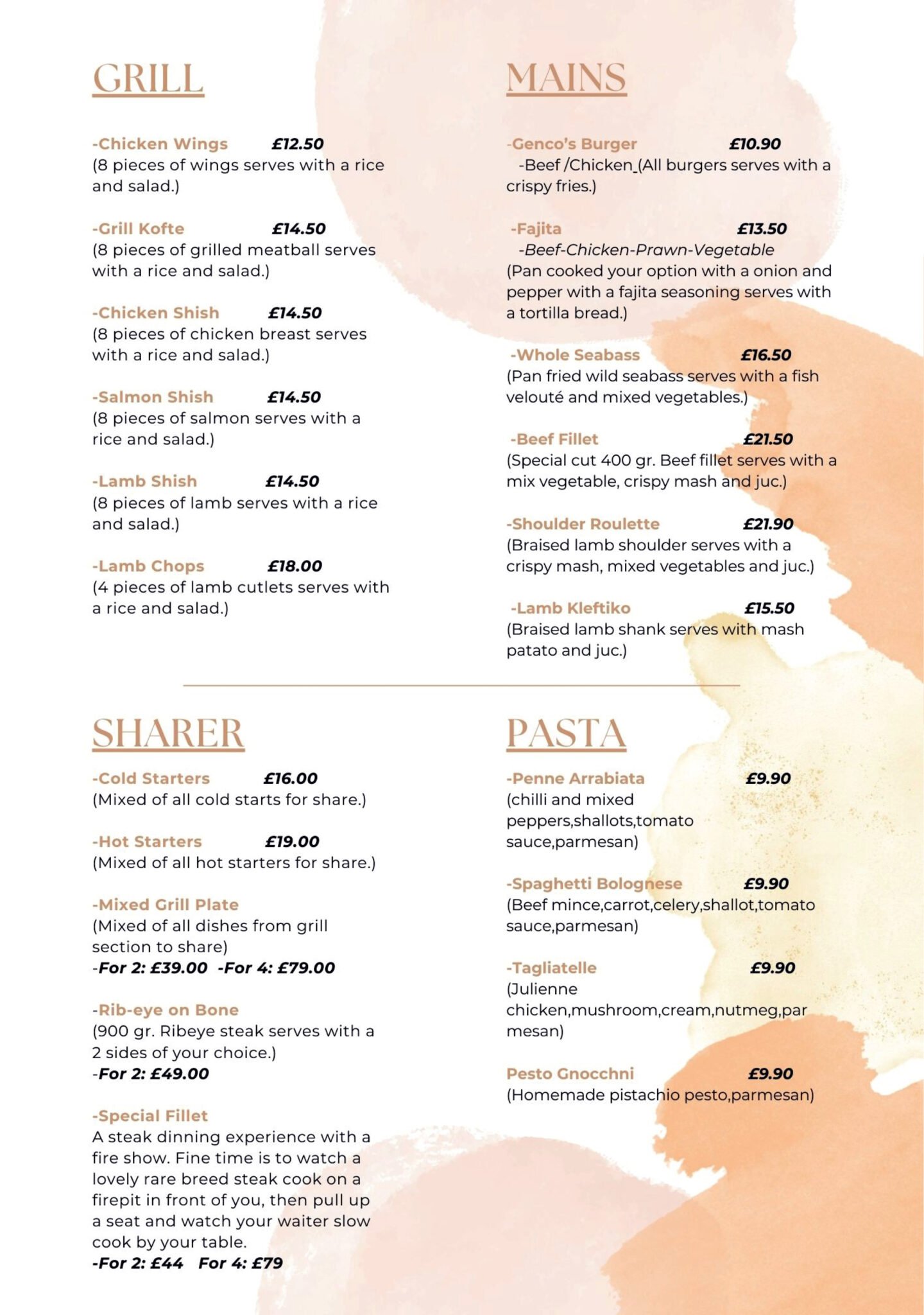 Main Menu – Genco's Mediterranean Restaurant